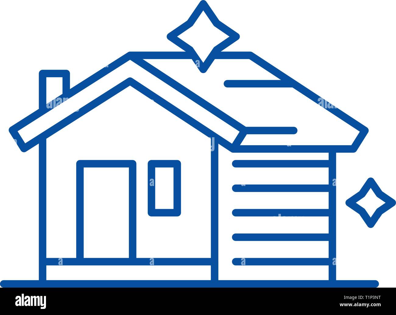 House cleaning line icon concept. House cleaning flat vector symbol ...