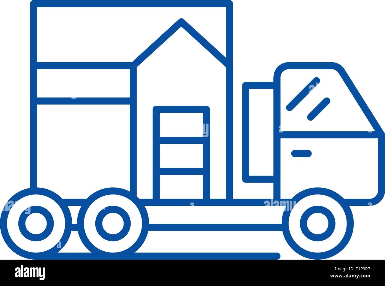House transportation line icon concept. House transportation flat ...