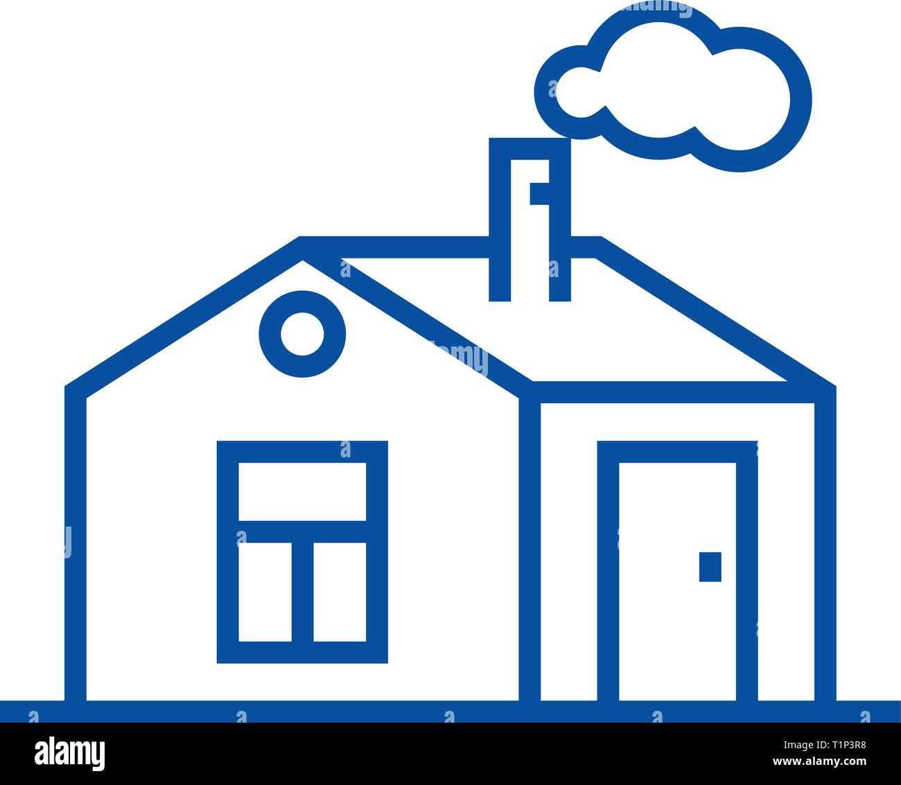 House with chimney line icon concept. House with chimney flat vector ...