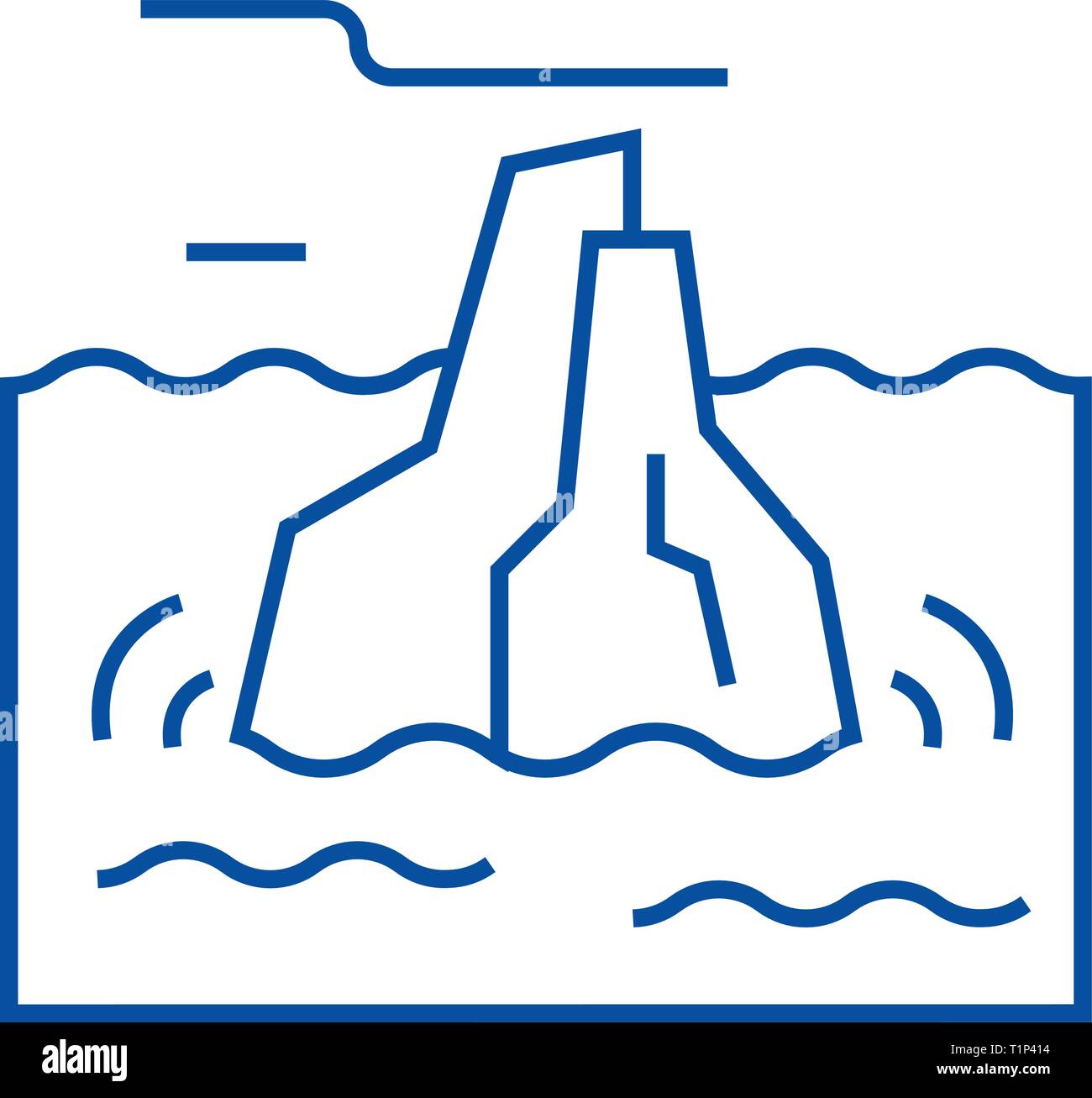 Iceberg line icon concept. Iceberg flat vector symbol, sign, outline ...