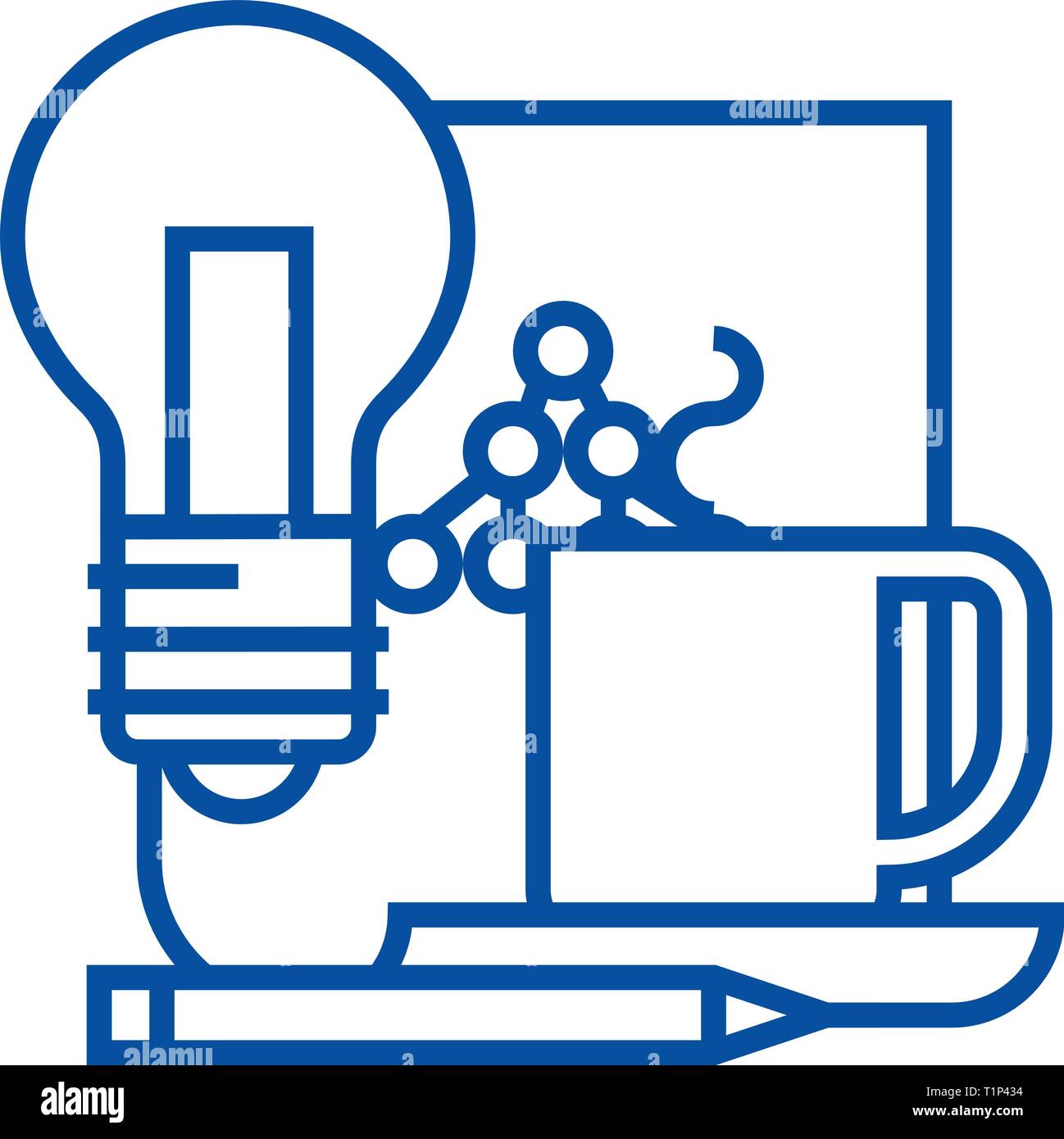 Idea management, document with scheme line icon concept. Idea ...
