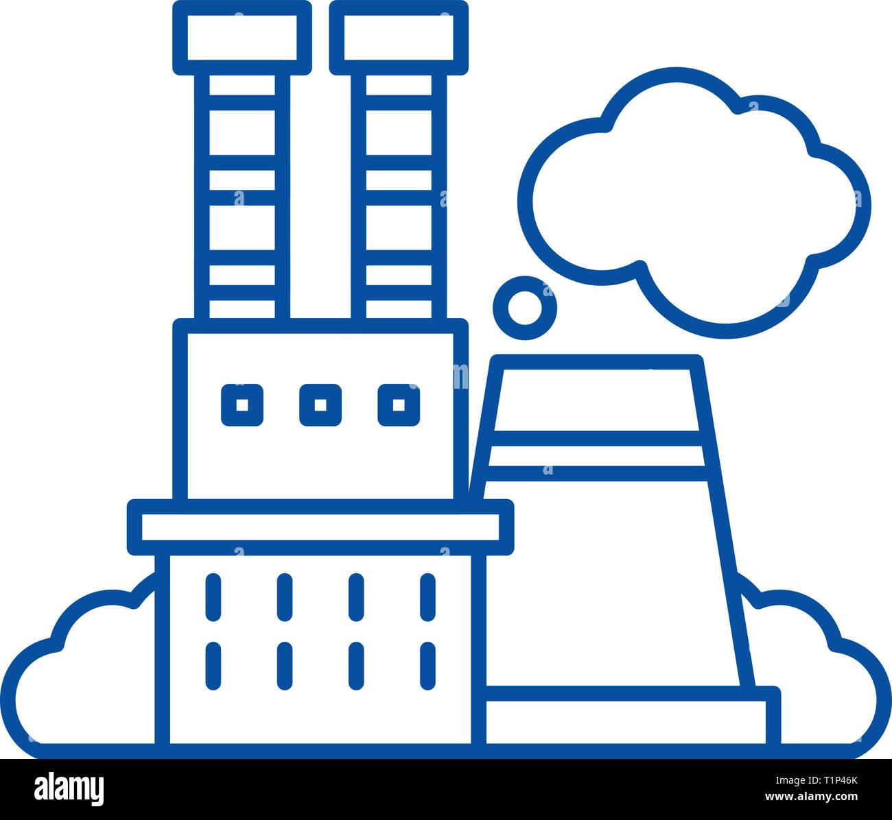 Industrial complex line icon concept. Industrial complex flat vector ...