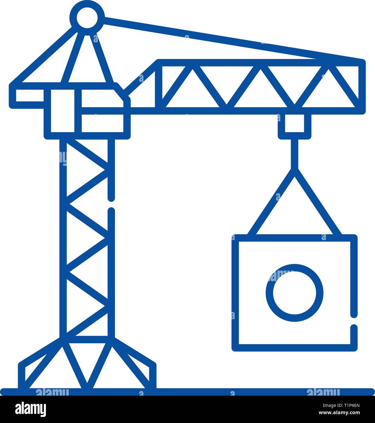 Industrial crane line icon concept. Industrial crane flat vector symbol ...