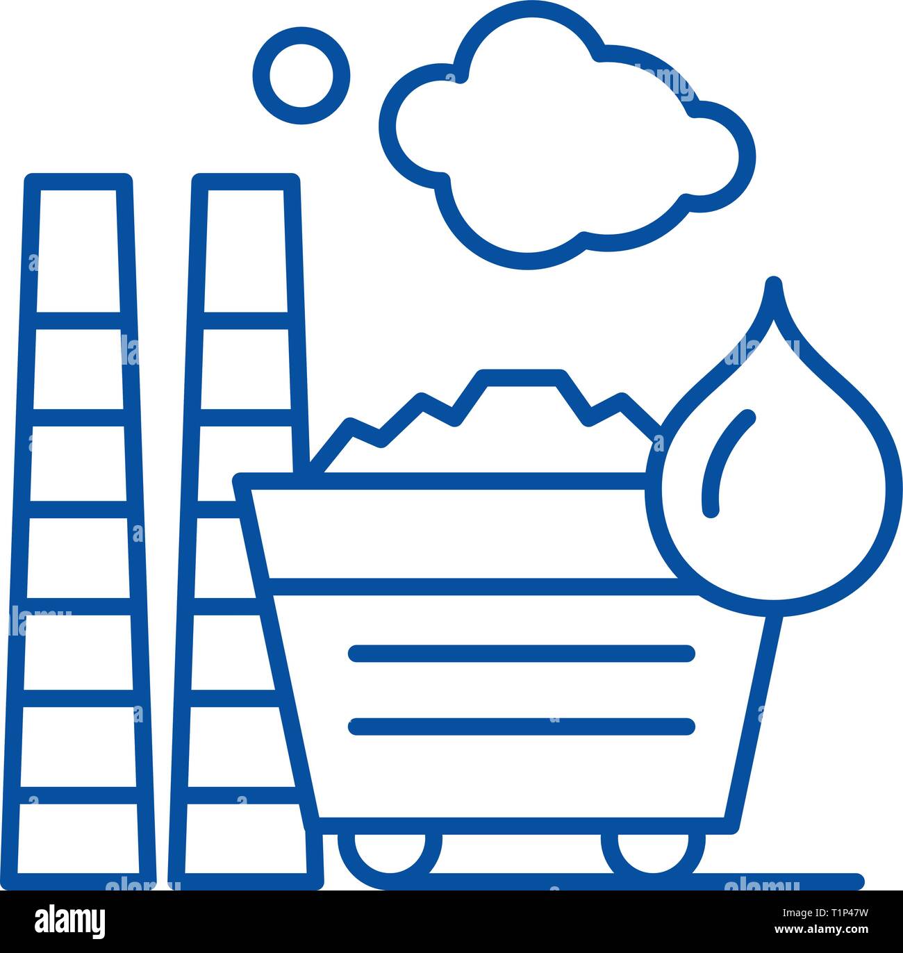 Industrial pollution line icon concept. Industrial pollution flat ...