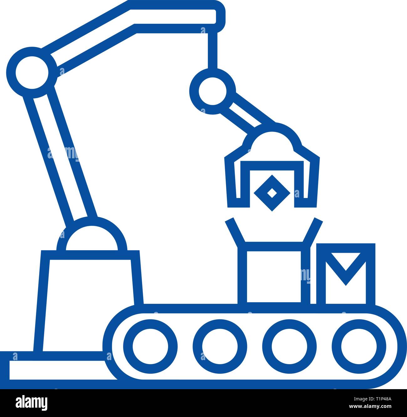 Industrial robot sign line icon concept. Industrial robot sign flat ...