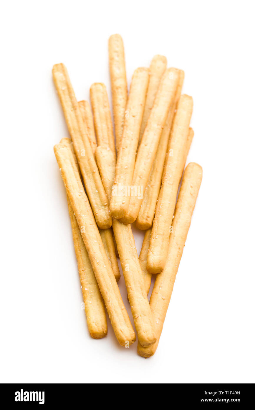 Italian grissini breadsticks. Tasty grissini snack isolated on white ...