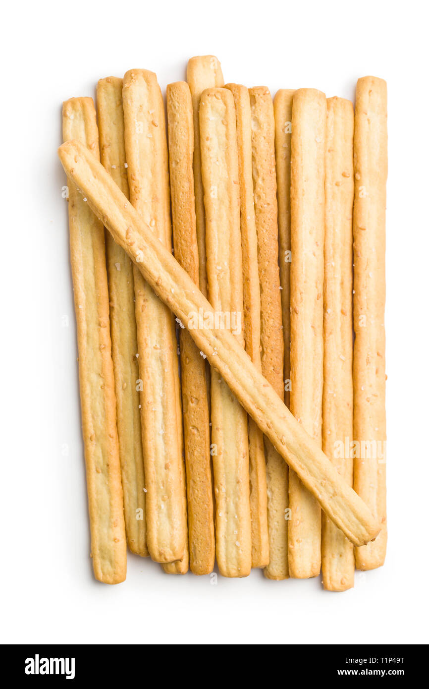 Italian grissini breadsticks. Tasty grissini snack isolated on white ...
