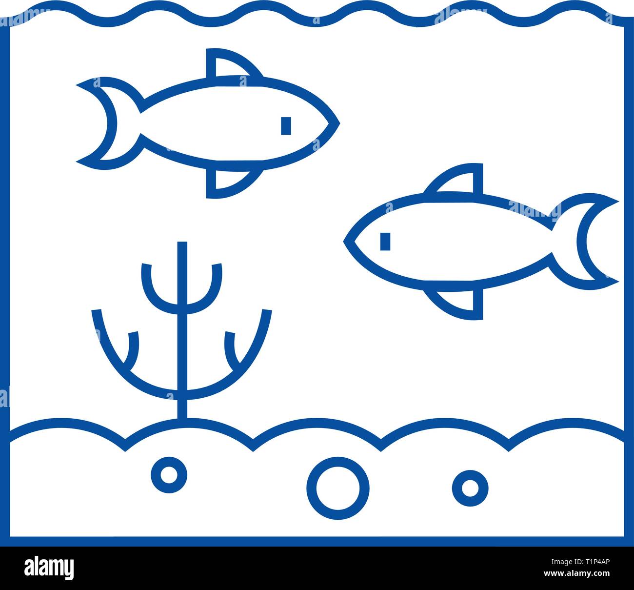 Inside sea line icon concept. Inside sea flat vector symbol, sign ...