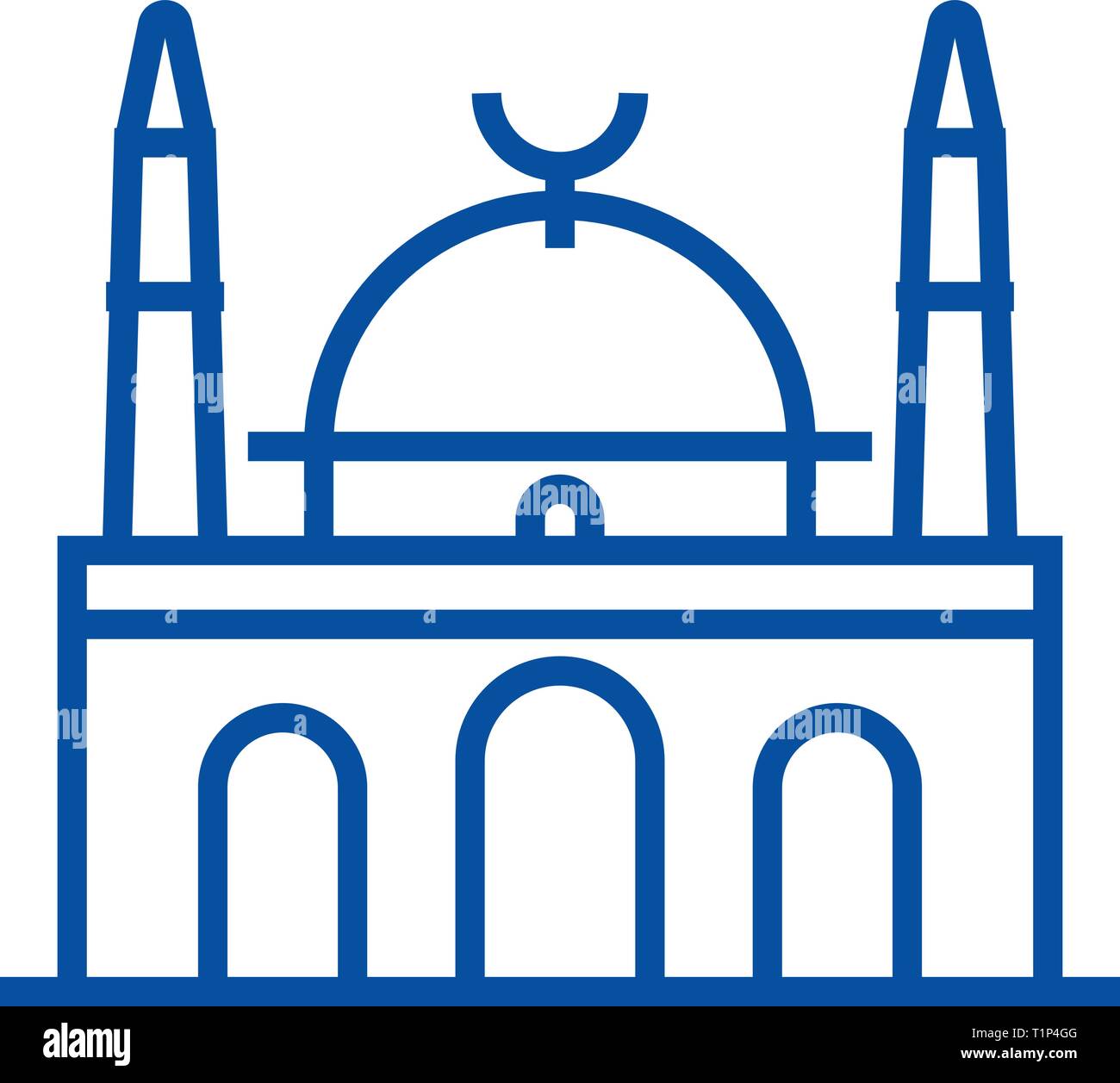 Islam mosque line icon concept. Islam mosque flat vector symbol, sign ...