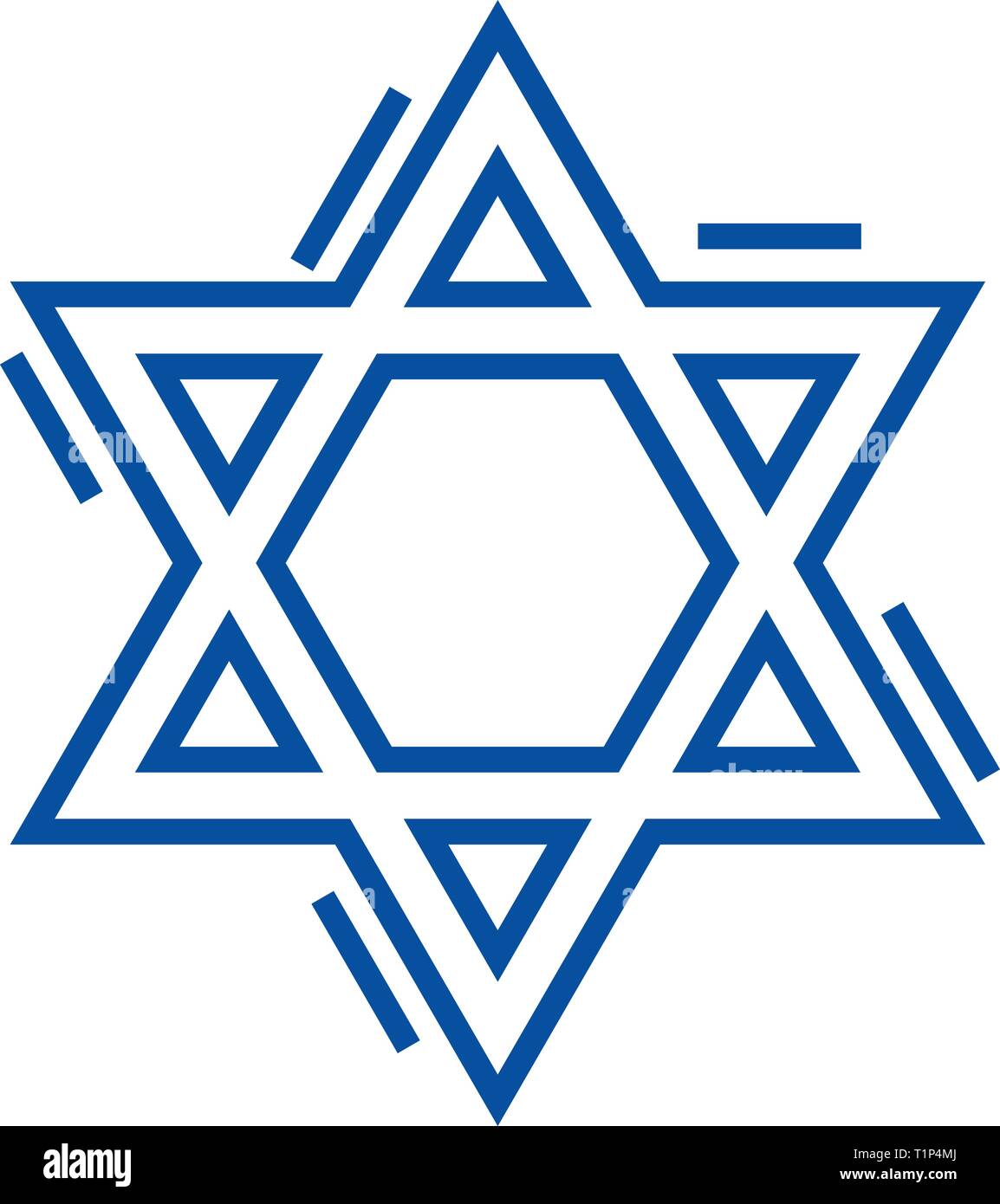 Jewish david star line icon concept. Jewish david star flat vector ...