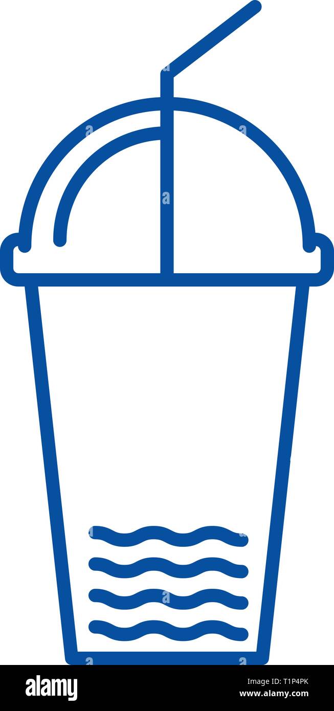 Juice cup line icon concept. Juice cup flat vector symbol, sign ...