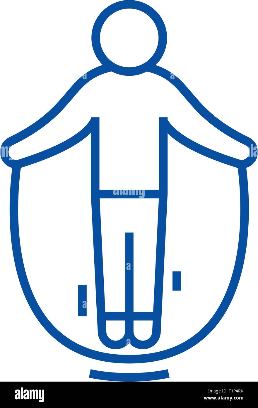 Jumping rope line icon concept. Jumping rope flat vector symbol, sign ...