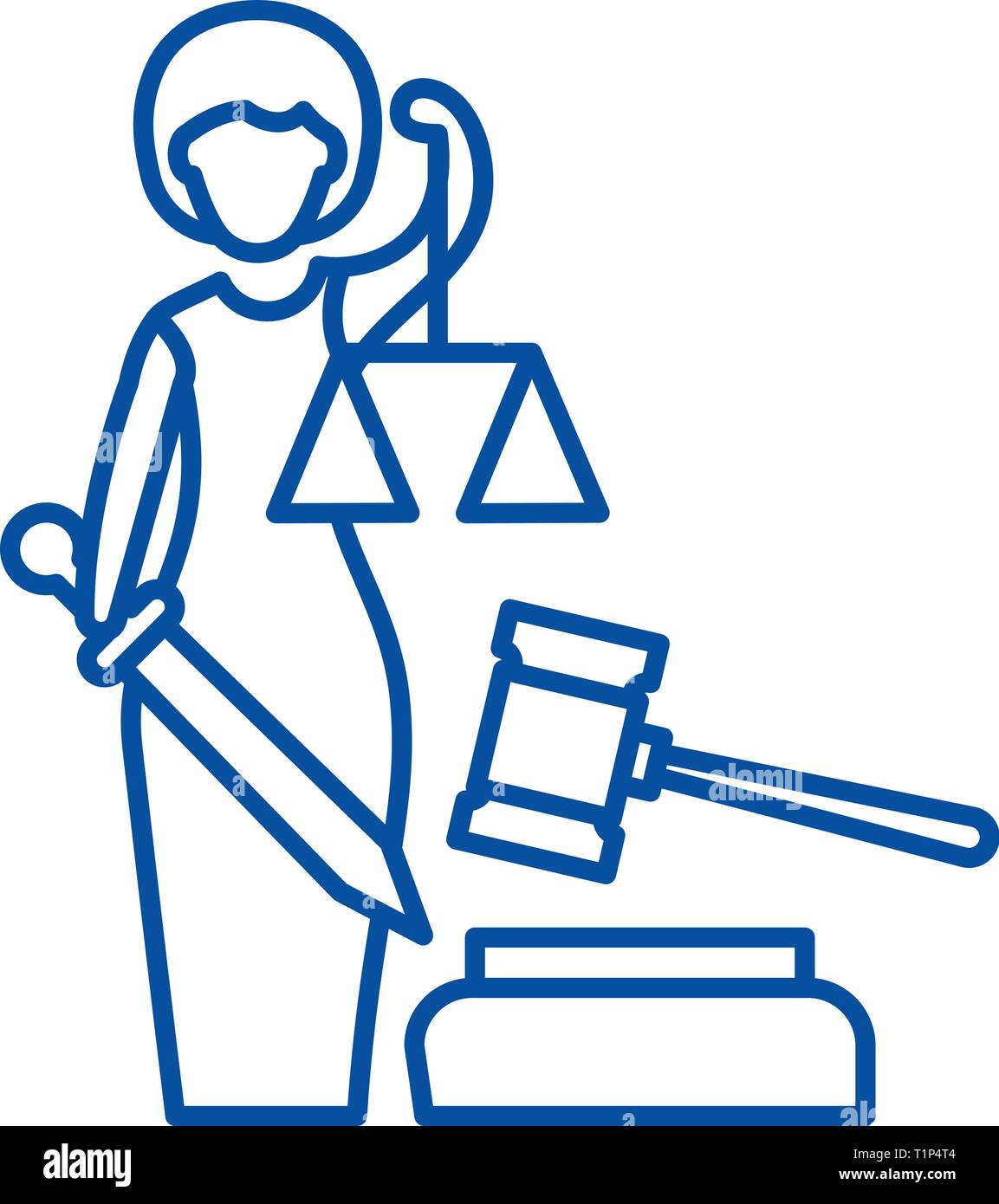 Justice line icon concept. Justice flat vector symbol, sign, outline ...