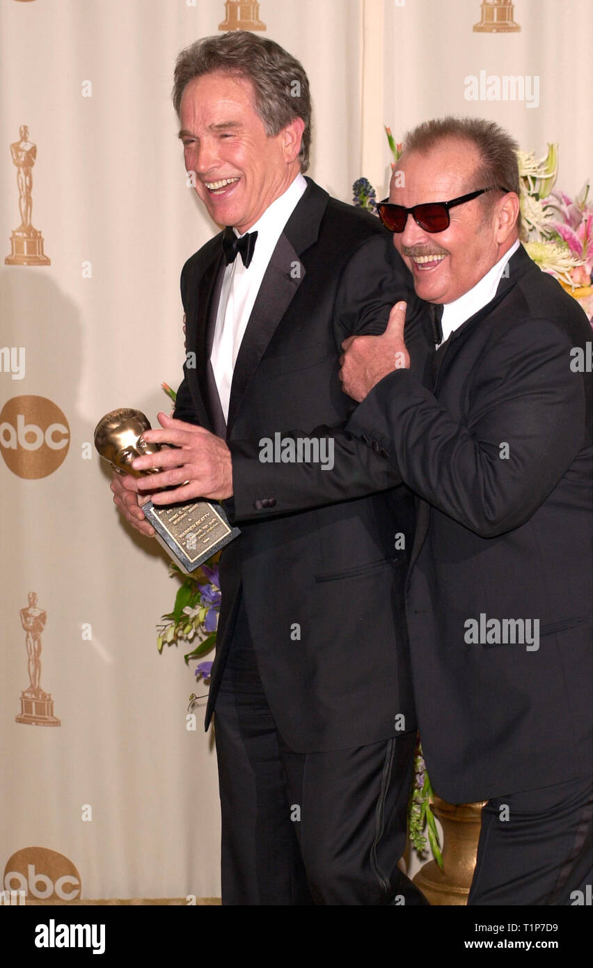 LOS ANGELES, CA. March 26, 2000: Actors Warren Beatty (left) & Jack ...