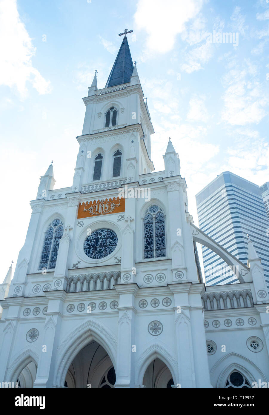 Facade of Gothic revival style CHIJMES Convent of the Holy Infant Jesus ...