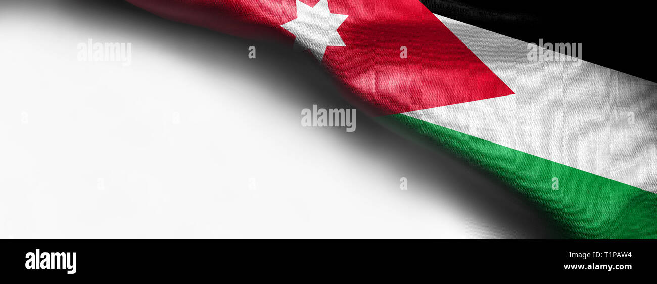 Waving flag of Jordan on white background - right top corner flag Stock ...