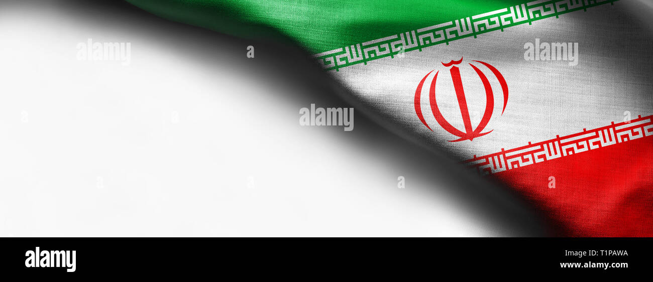 Waving Iran Flag on white background - right top corner flag Stock ...