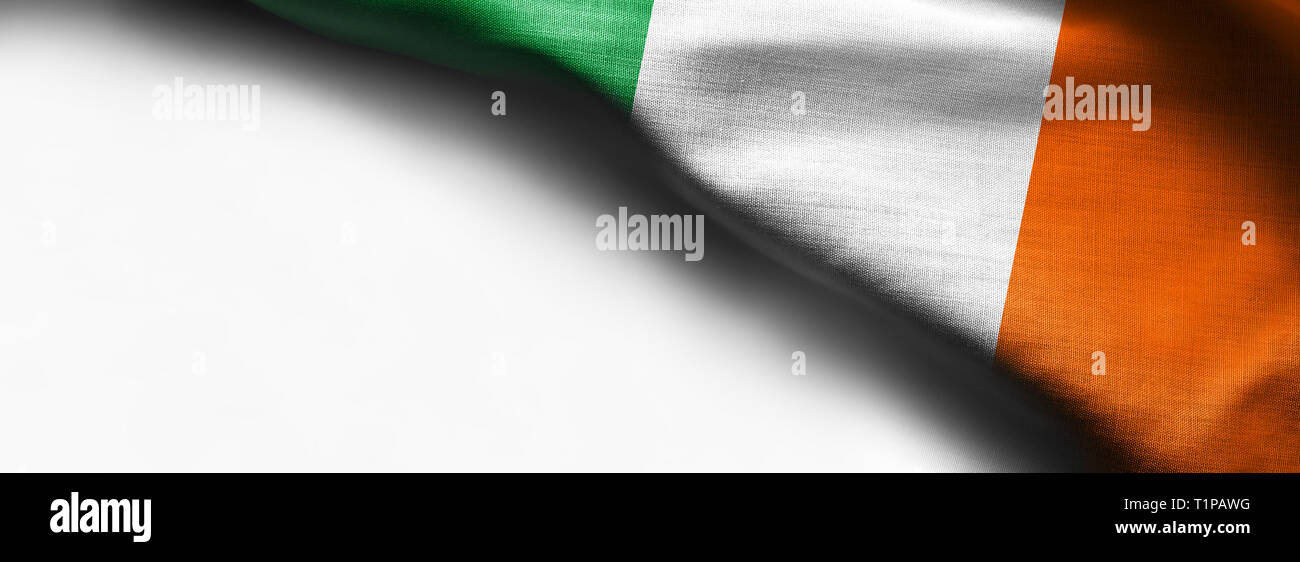 Ireland Waving Flag on white background - right top corner flag Stock ...