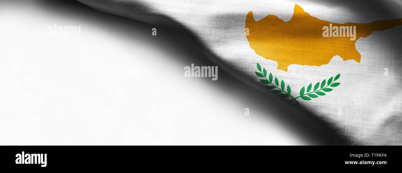 Cyprus flag waving on white background - right top corner flag Stock ...