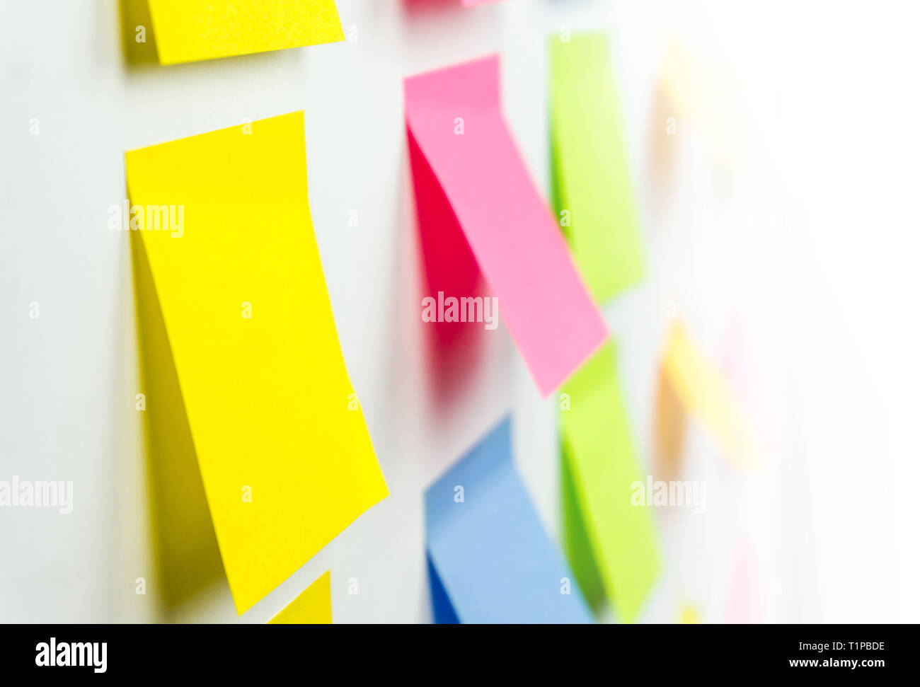 Sticky Note Post It notes Board Office side view Stock Photo - Alamy