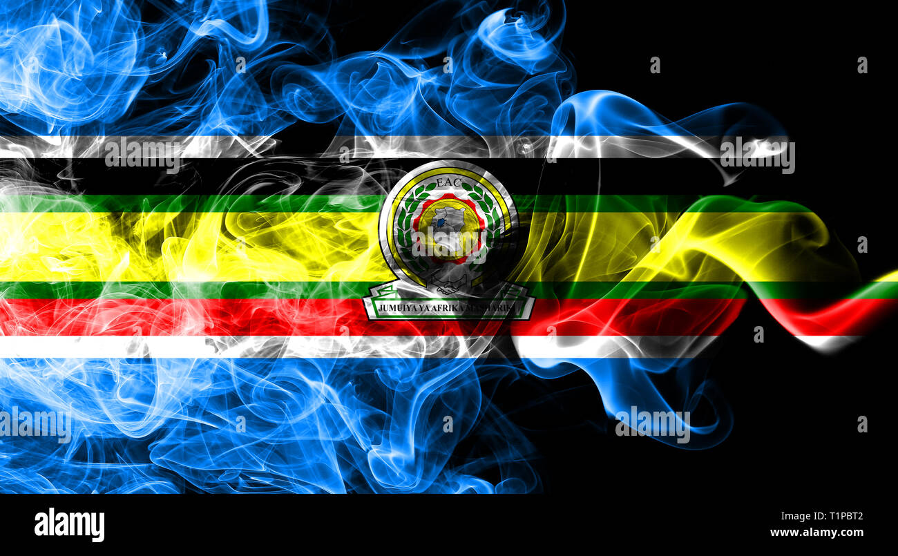 East African Community smoke flag, EAC flag Stock Photo - Alamy
