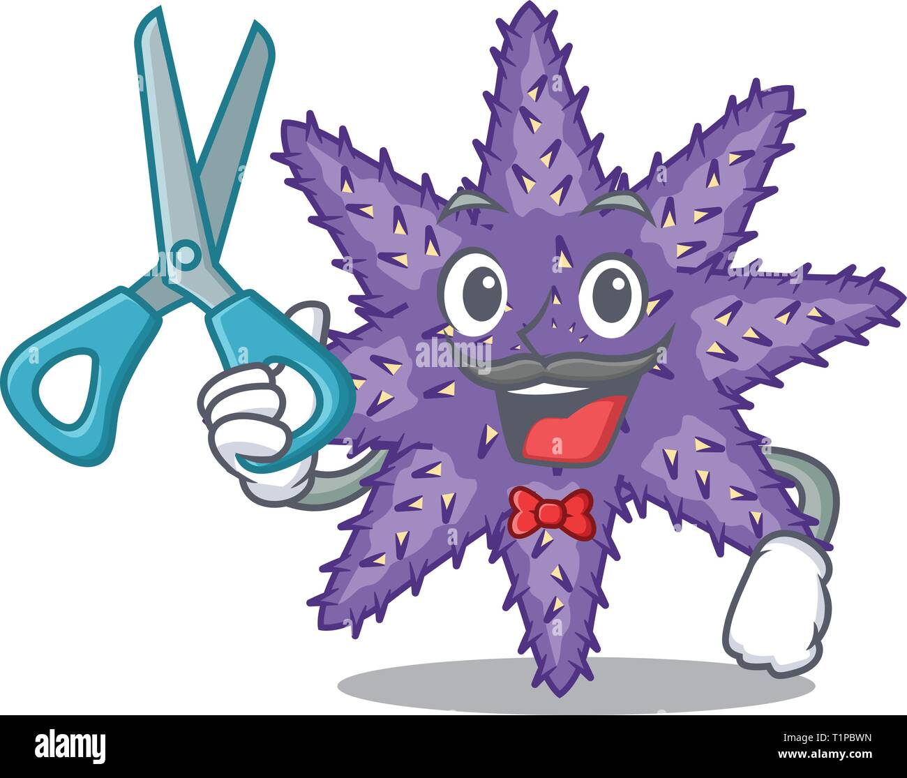 Barber purple starfish isolated with the mascot vector illustration ...