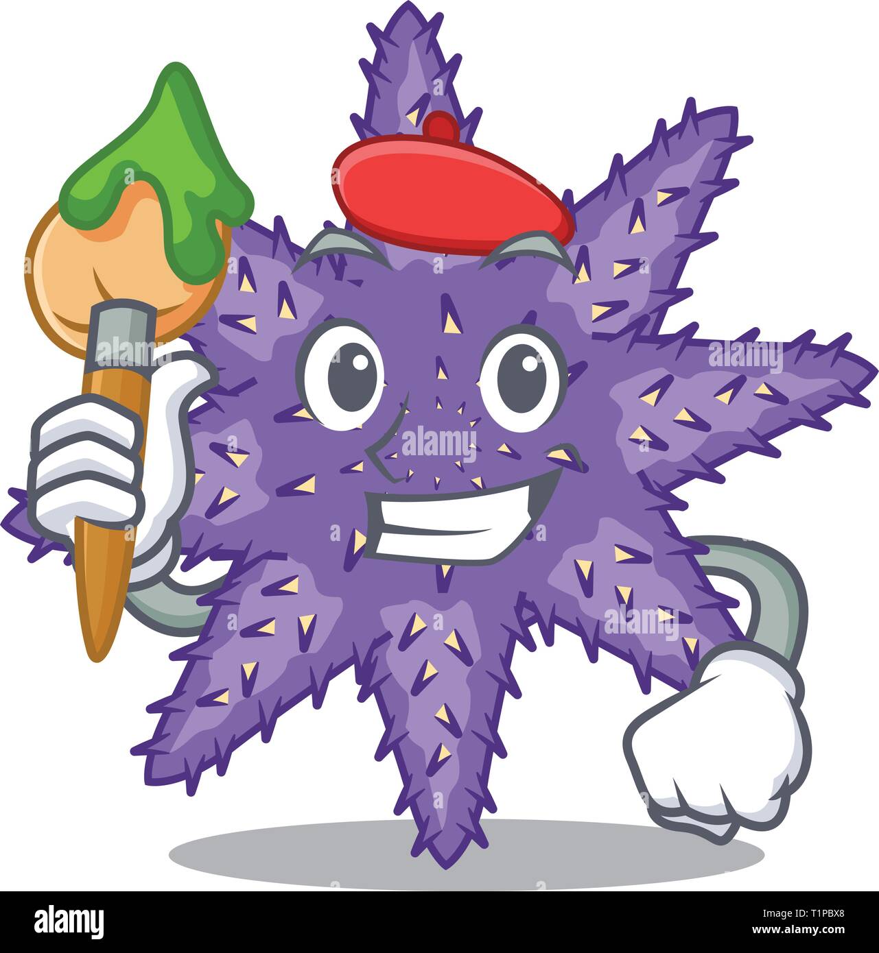 Artist purple starfish isolated with the mascot vector illustration ...