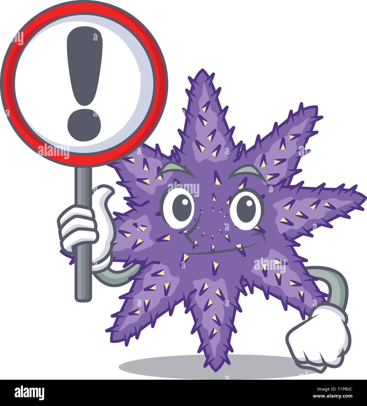 With sign purple starfish isolated with the mascot vector illustration ...