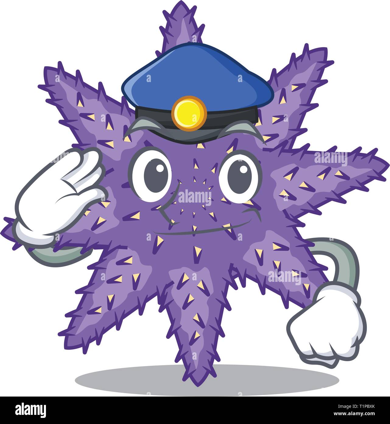 Police purple starfish isolated with the mascot vector illustration ...