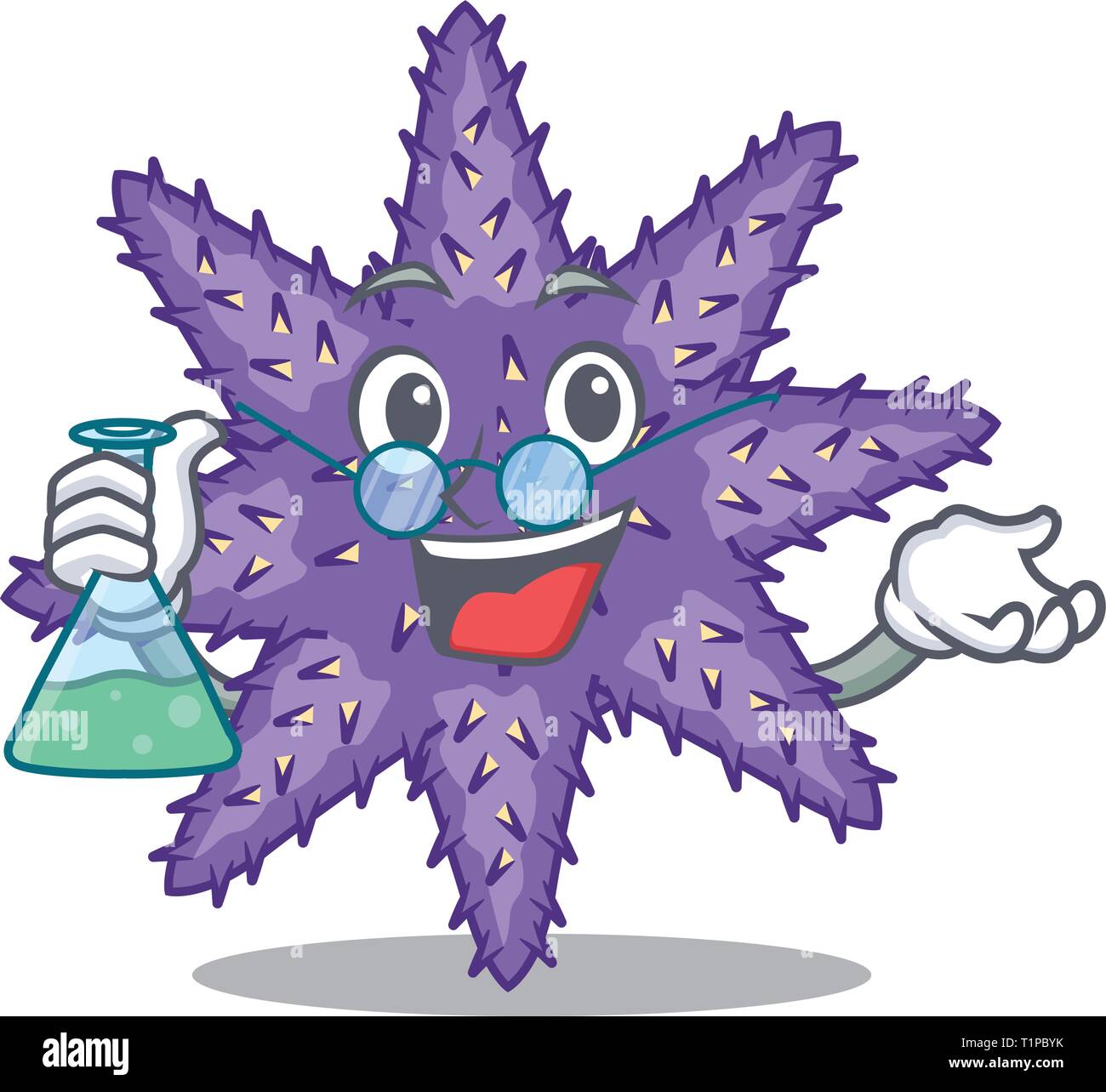 Professor purple starfish above cartoon coral reef vector illustration ...
