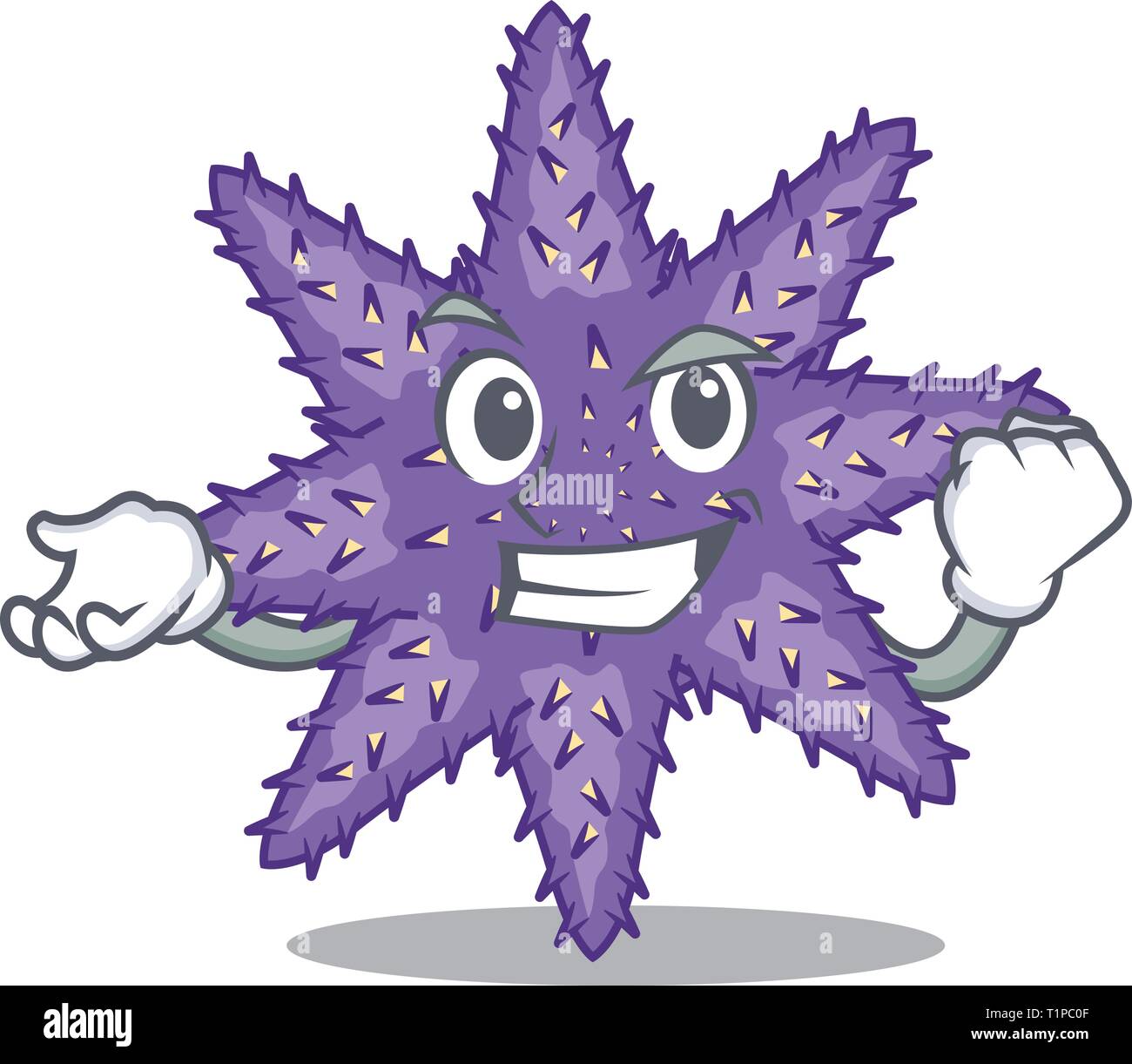 Successful purple starfish above cartoon coral reef vector illustration ...