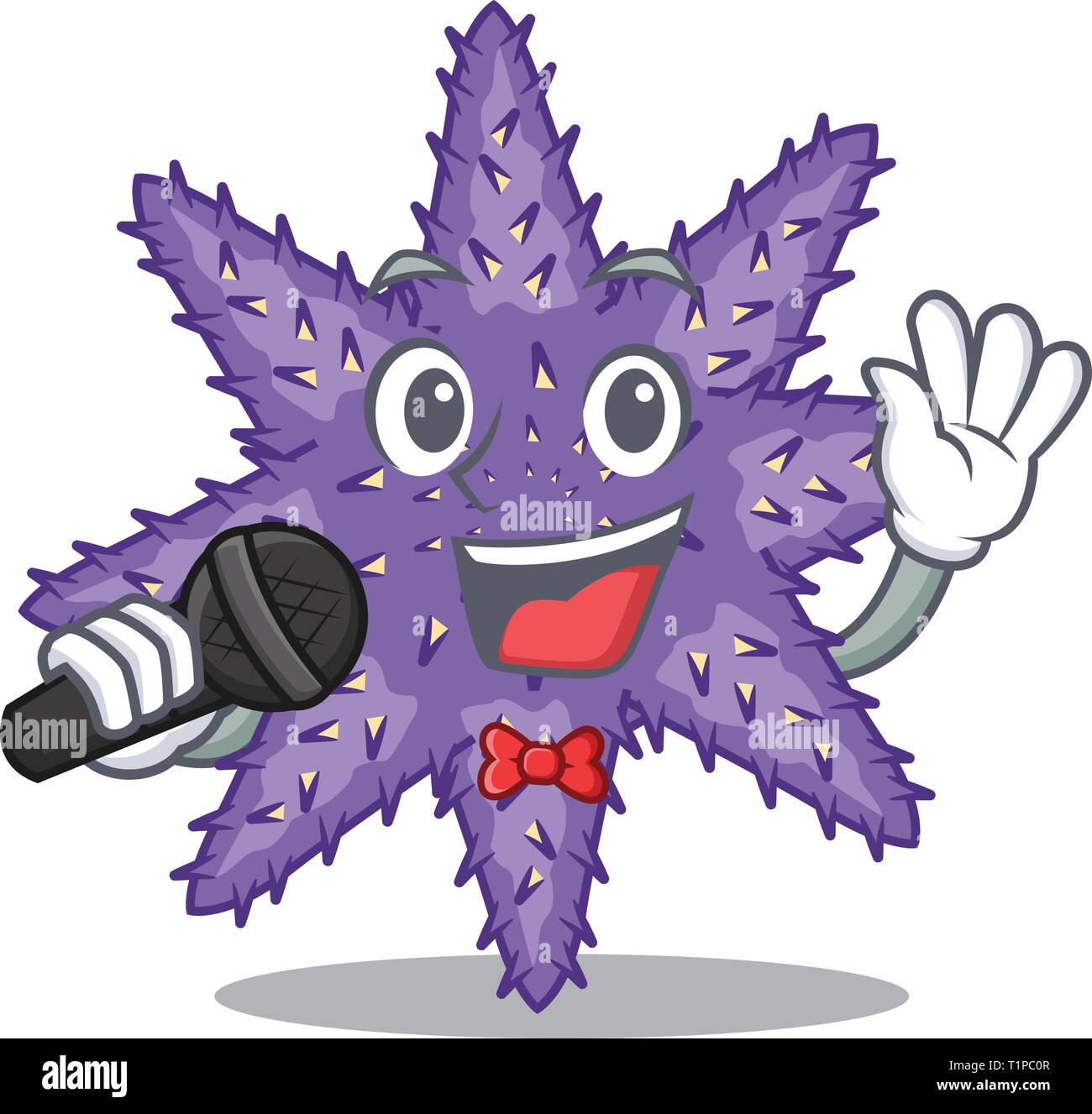Singing purple starfish in the character shape vector illustration ...