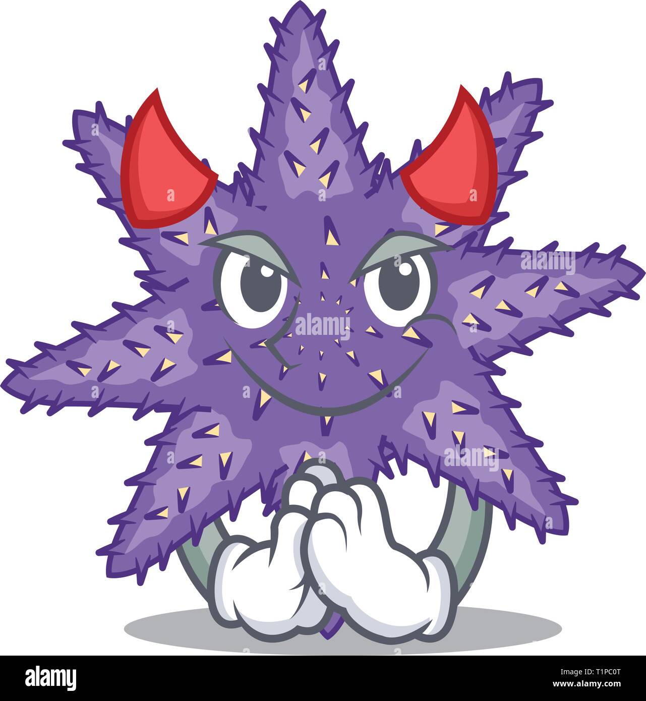 Devil purple starfish in the character shape vector illustration Stock ...