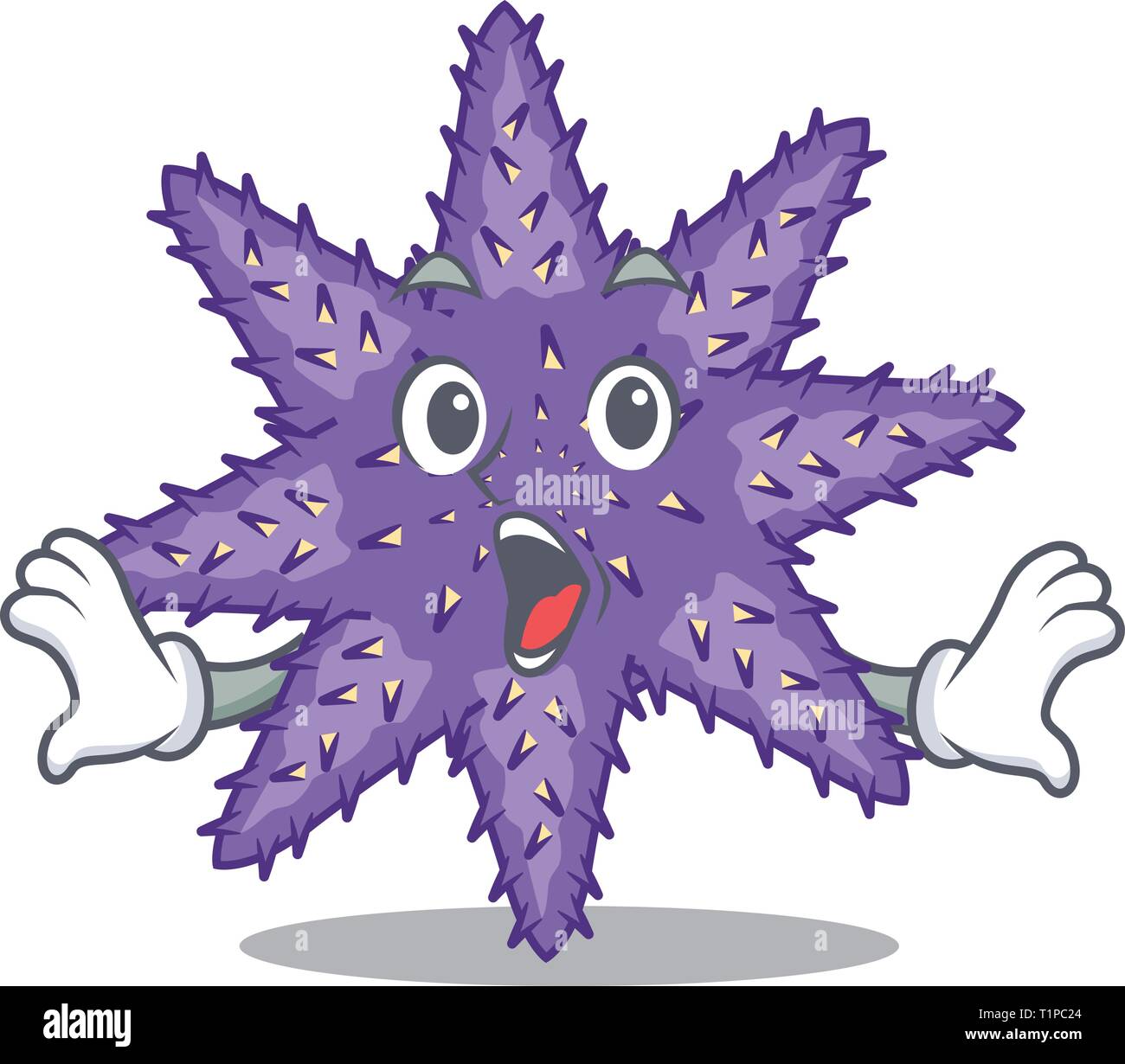 Surprised purple starfish in the character shape vector illustration ...