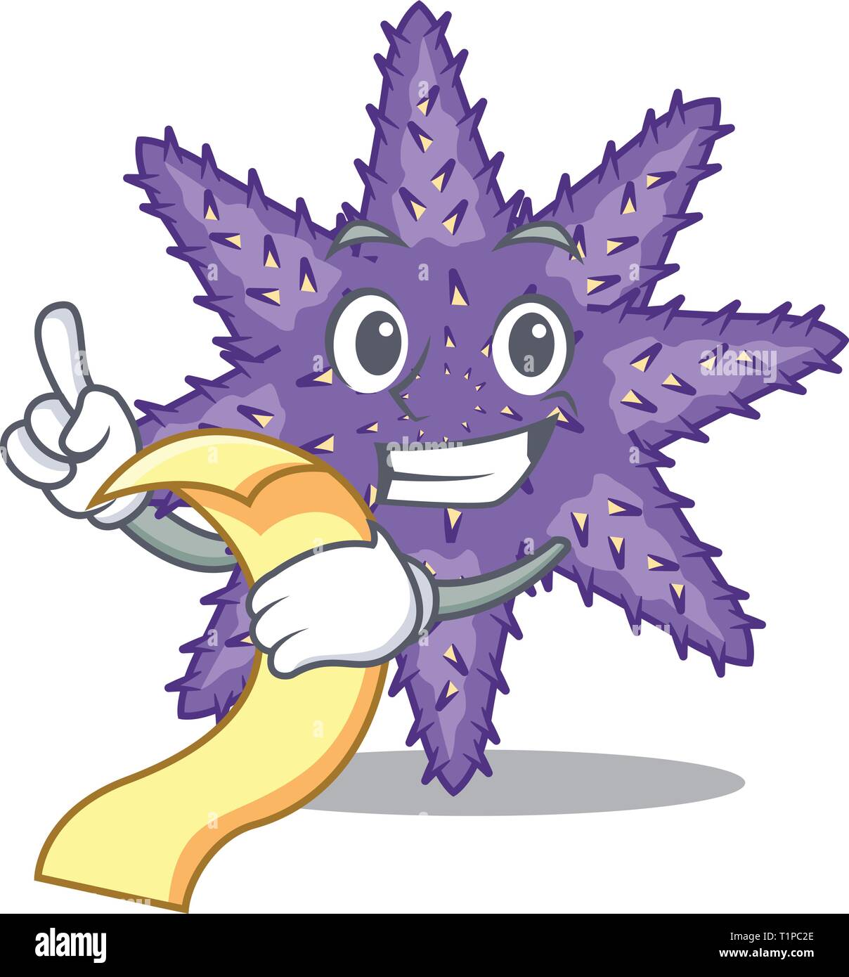 With menu purple starfish in the character shape vector illustration ...