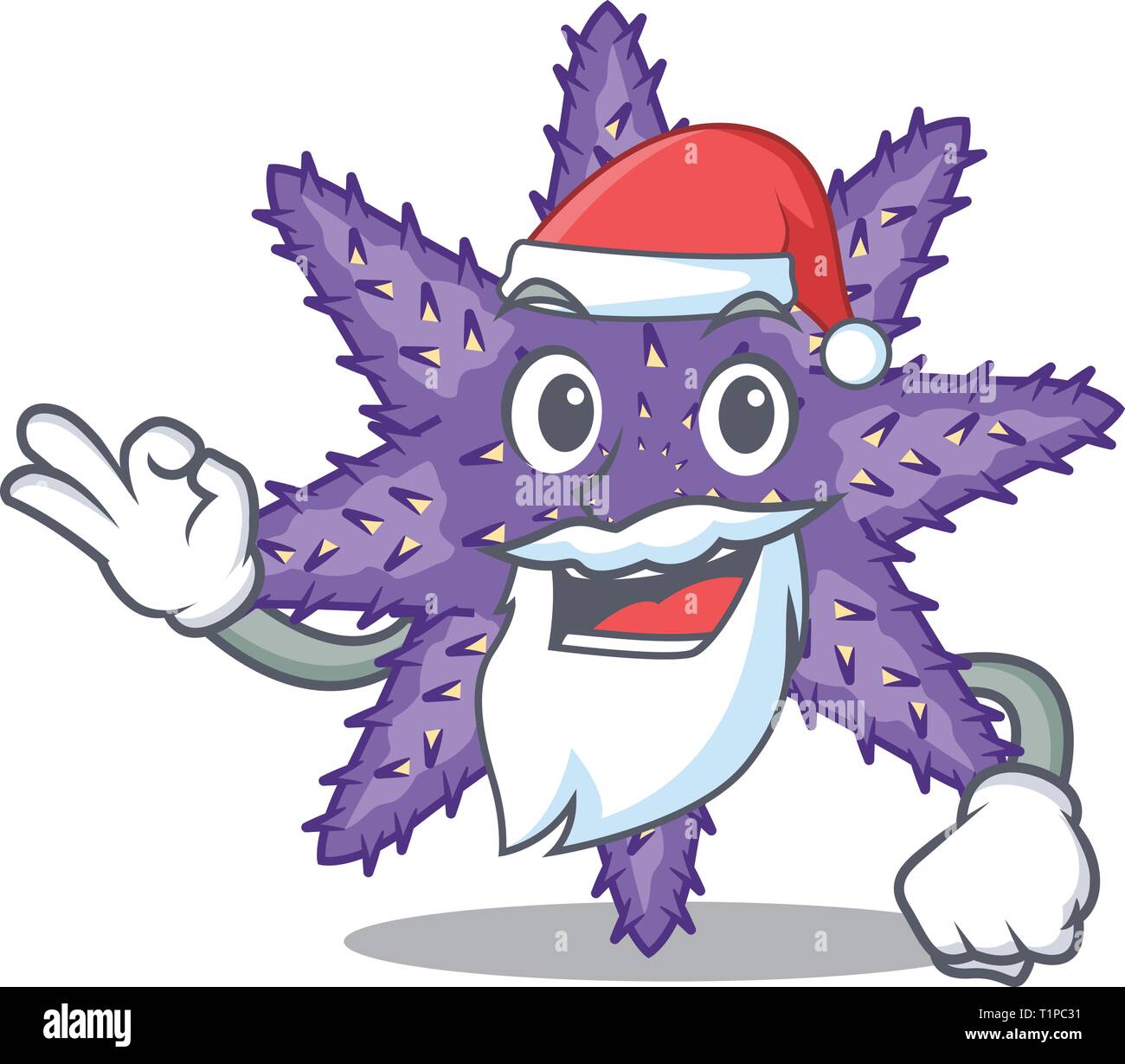 Santa purple starfish the cartoon above sand vector illustration Stock ...