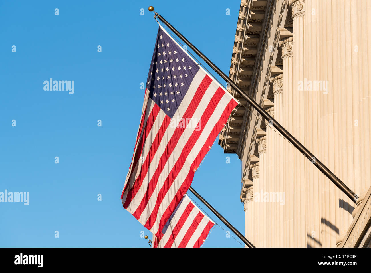 National flags of the United States of America flying outside US ...