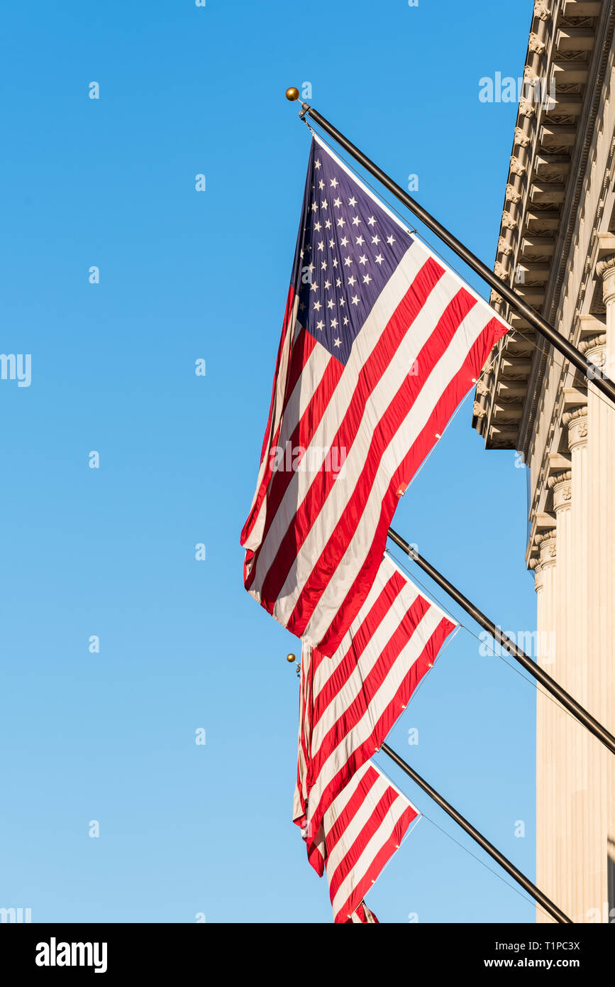 National flags of the United States of America flying outside US ...