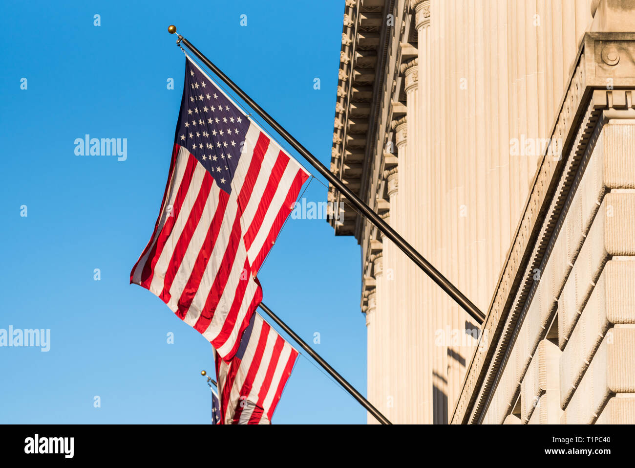 National flags of the United States of America flying outside US ...