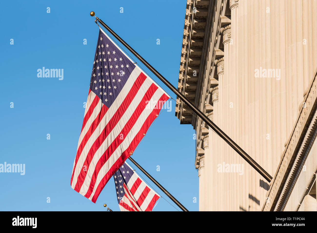 National flags of the United States of America flying outside US ...