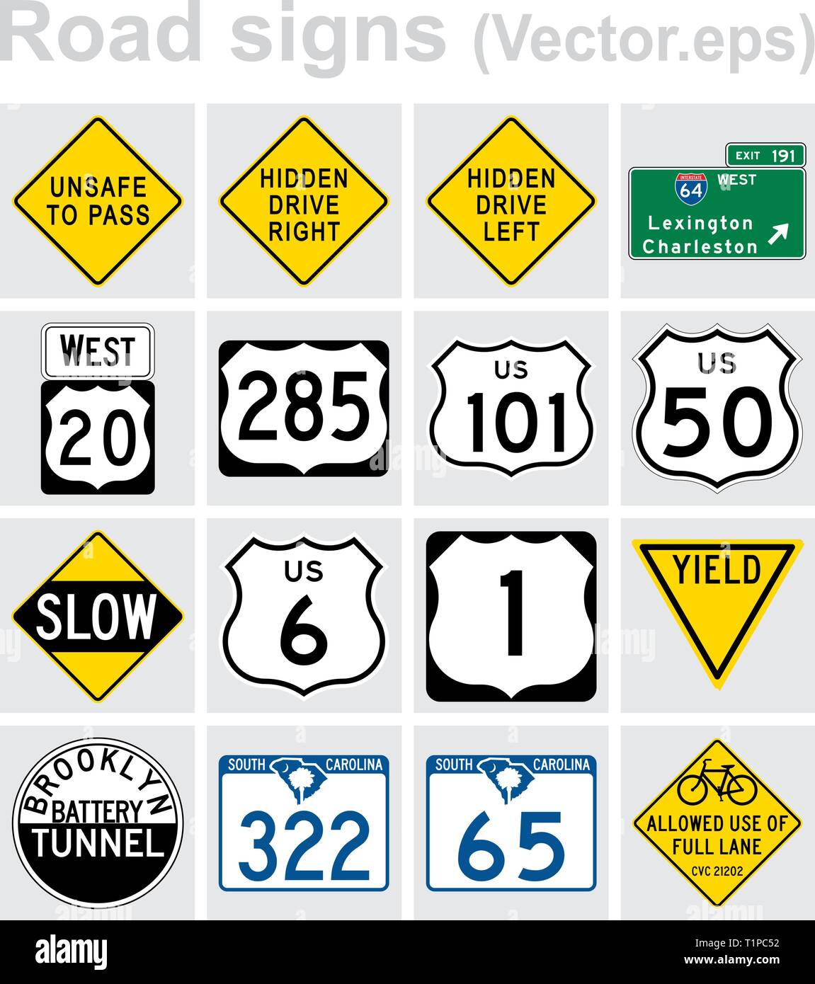 Traffic sign road concept design set. Illustration 4x4 per set Stock ...