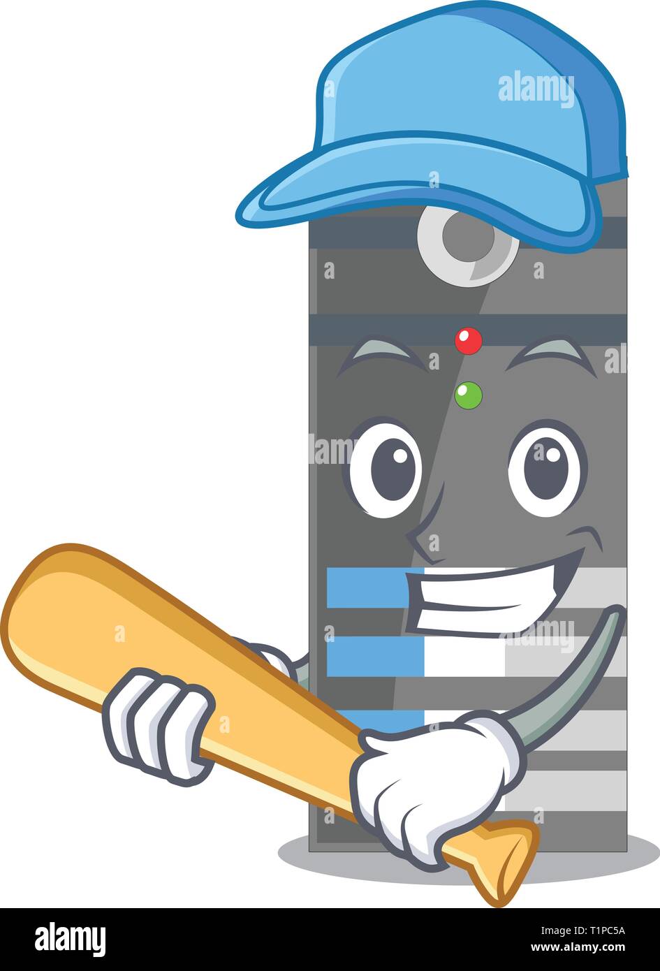 Playing baseball data server next the cartoon computer vector ...