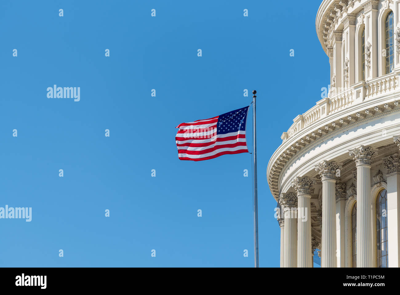 Cupola or dome of the US Capitol building in Washington DC with ...