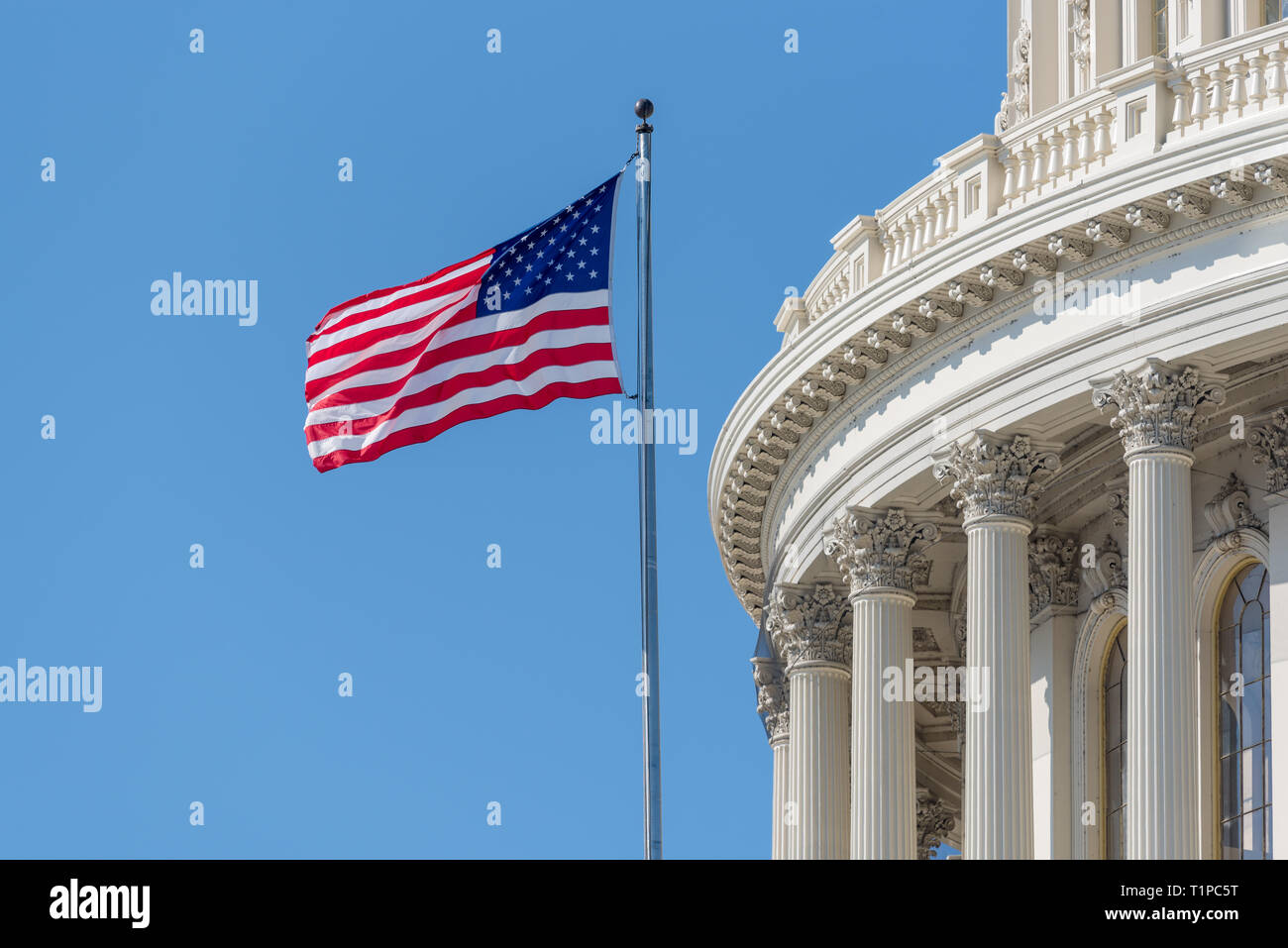 Cupola or dome of the US Capitol building in Washington DC with ...