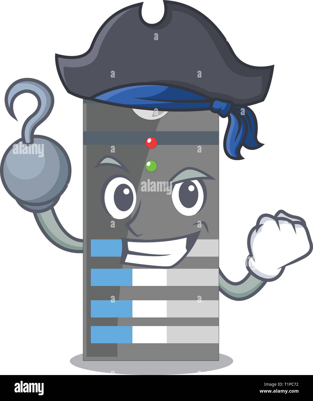 Pirate data server next the cartoon computer vector illustration Stock ...