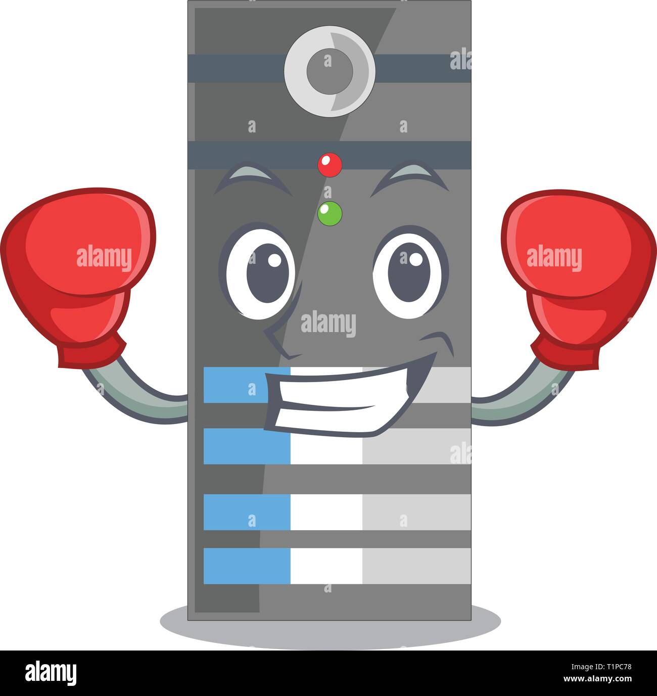 Boxing data server next the cartoon computer vector illustration Stock ...