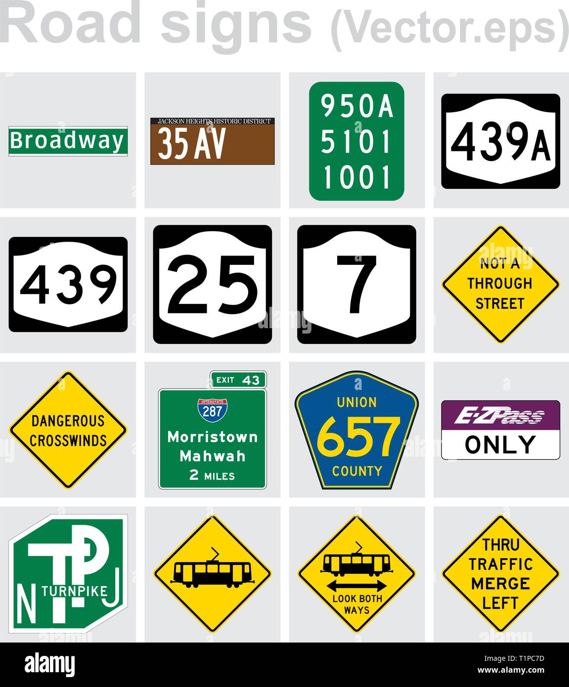 Traffic sign road concept design set. Illustration 4x4 per set Stock ...