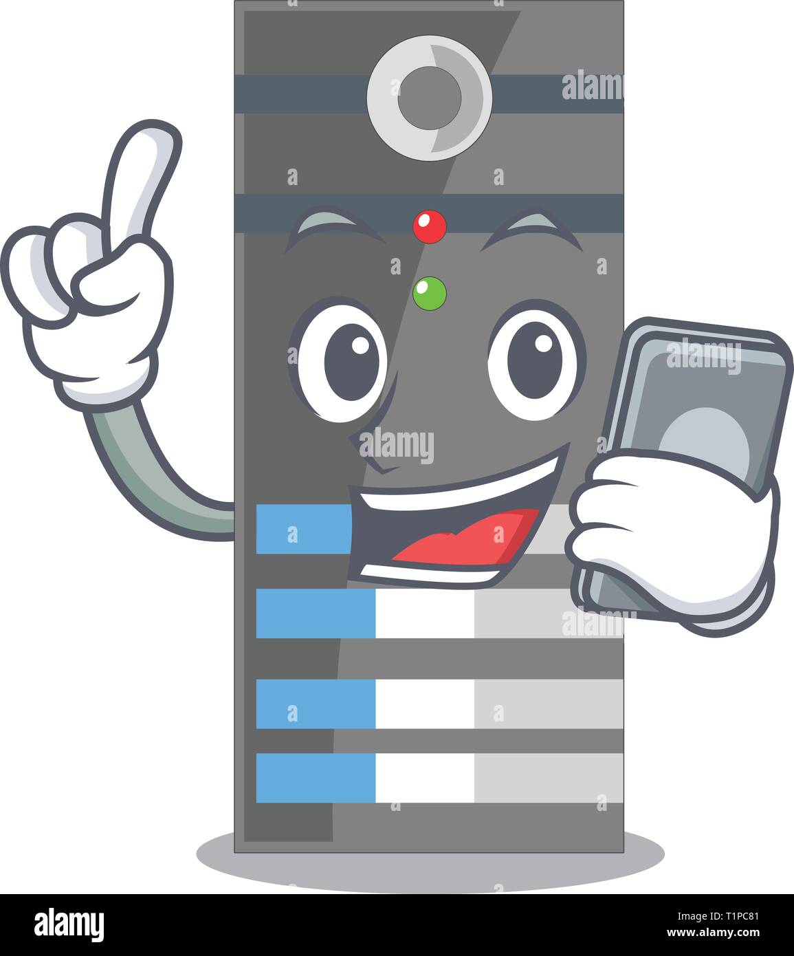 With phone data server next the cartoon computer vector illustration ...