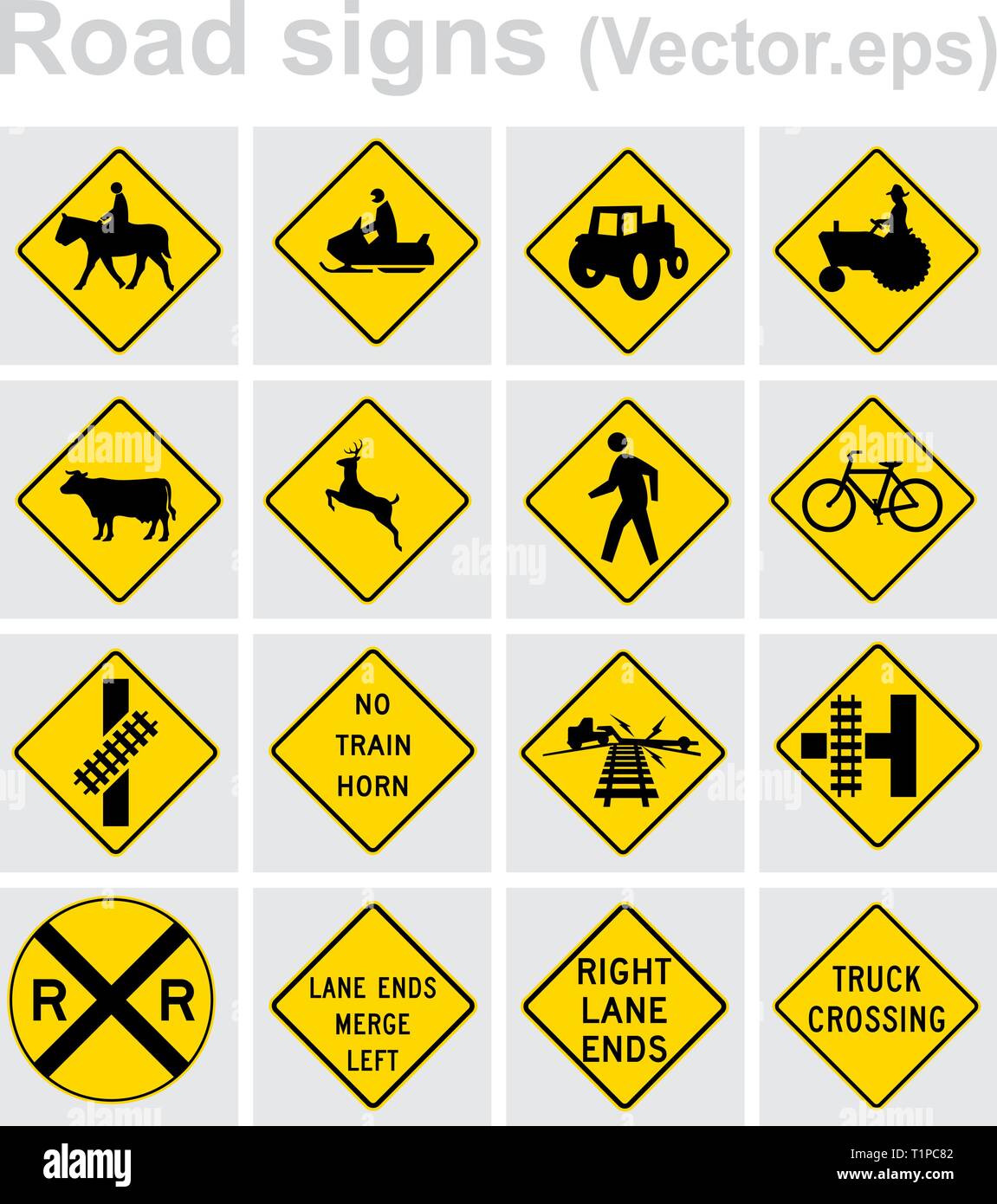 Traffic sign road concept design set. Illustration 4x4 per set Stock ...