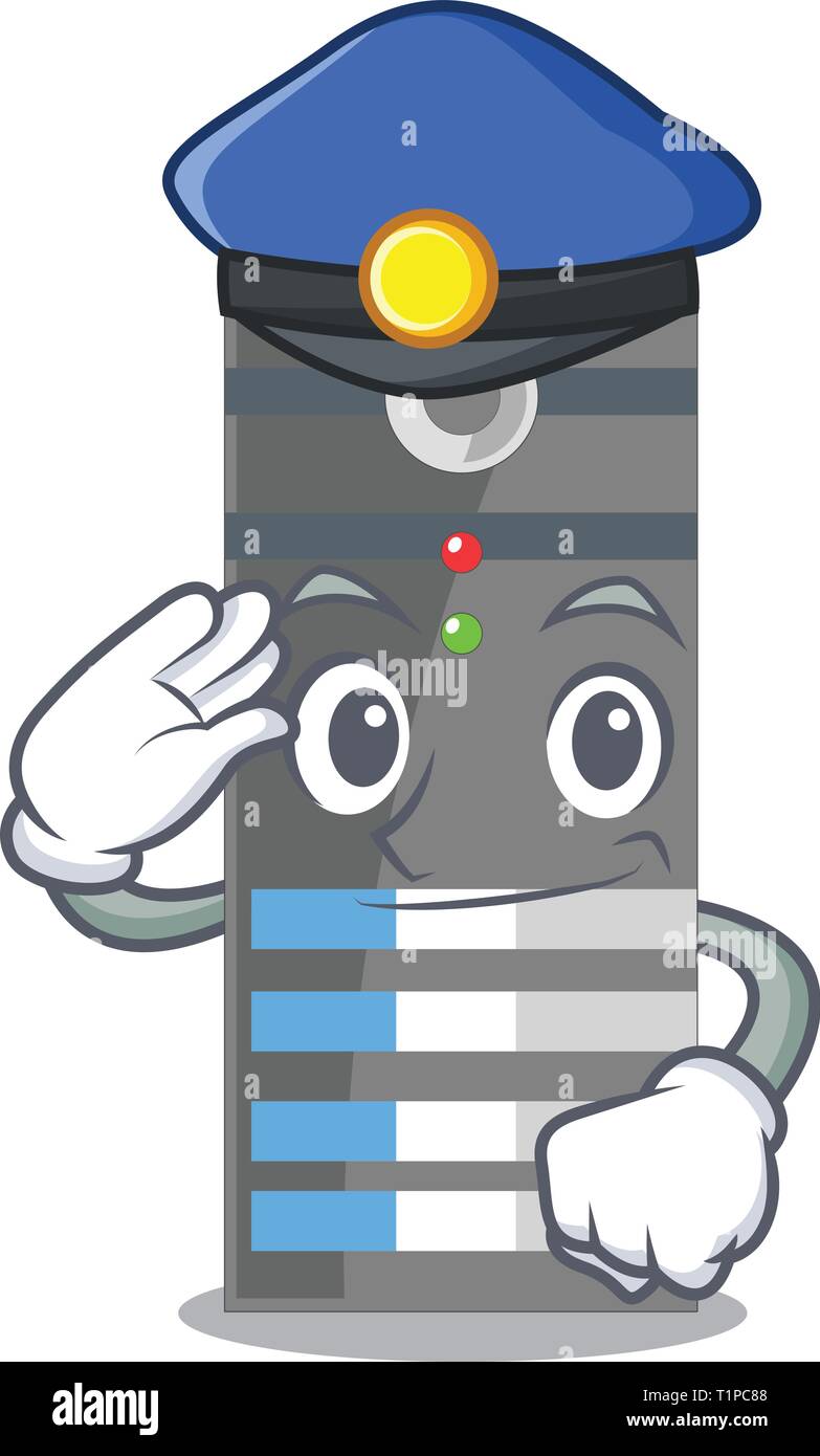 Police data server next the cartoon computer vector illustration Stock ...